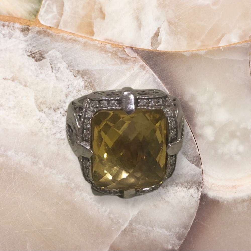 Diamond + Lemon Quartz Ring - Gem
